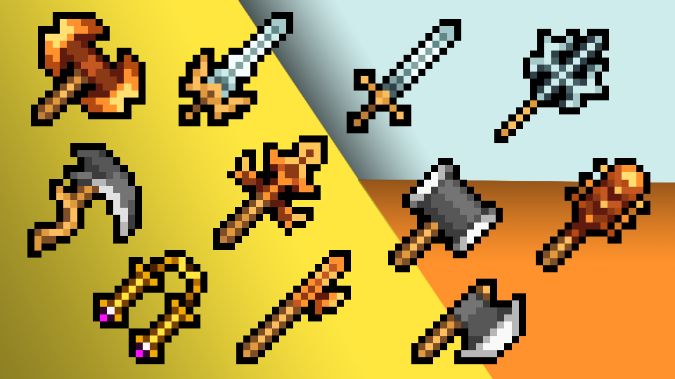 16x16 RPG Weapons - a free asset pack to build games with GDevelop ...