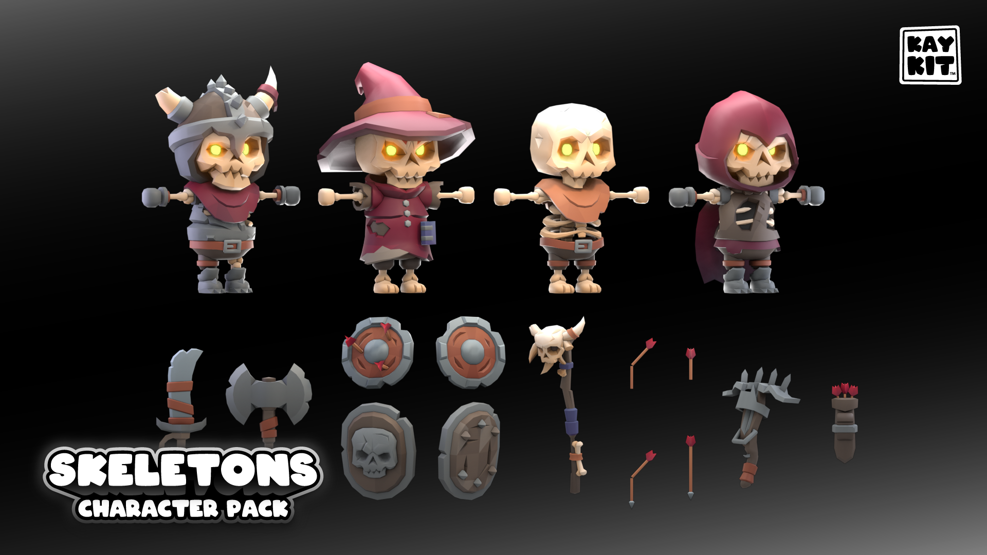 3D Skeletons - a free asset pack to build games with GDevelop | GDevelop