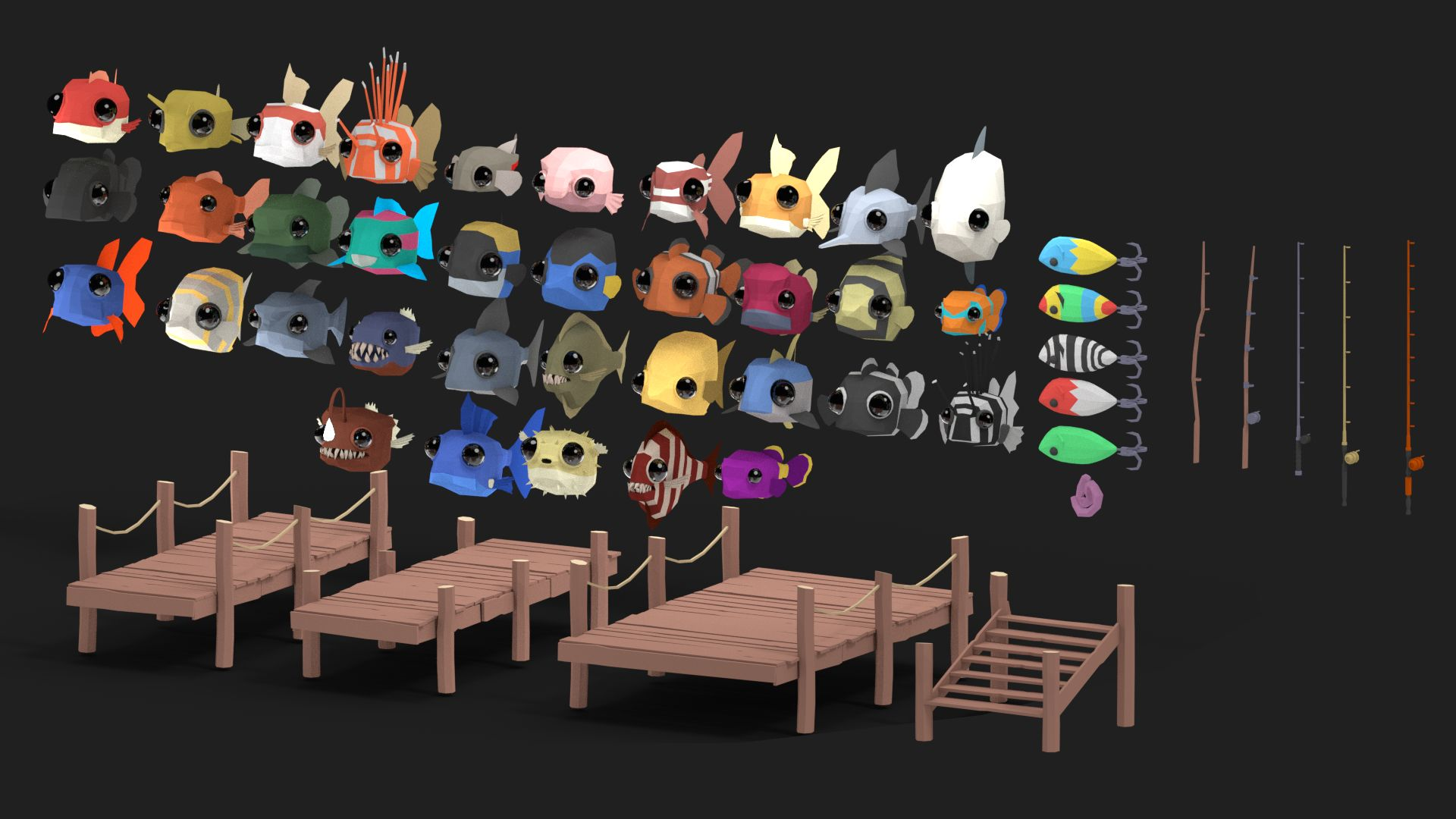 3D Cute Fish - a free asset pack to build games with GDevelop | GDevelop