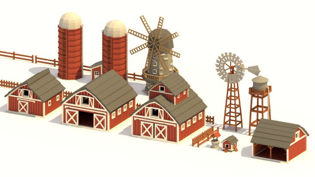 3D Farm Buildings - a free asset pack to build games with GDevelop ...
